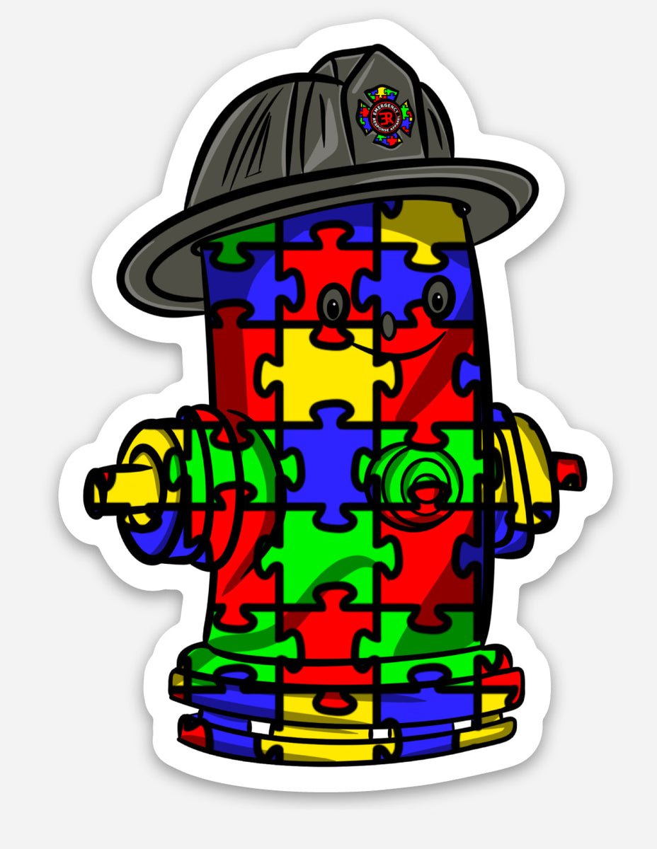 Cartoon Fire Hydrant Puzzle Design – Emergency Response Apparel